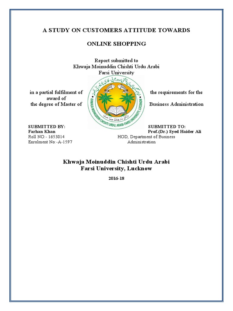 A PROJECT REPORT On CONSUMER BEHAVIOUR I | PDF | Online Shopping ...