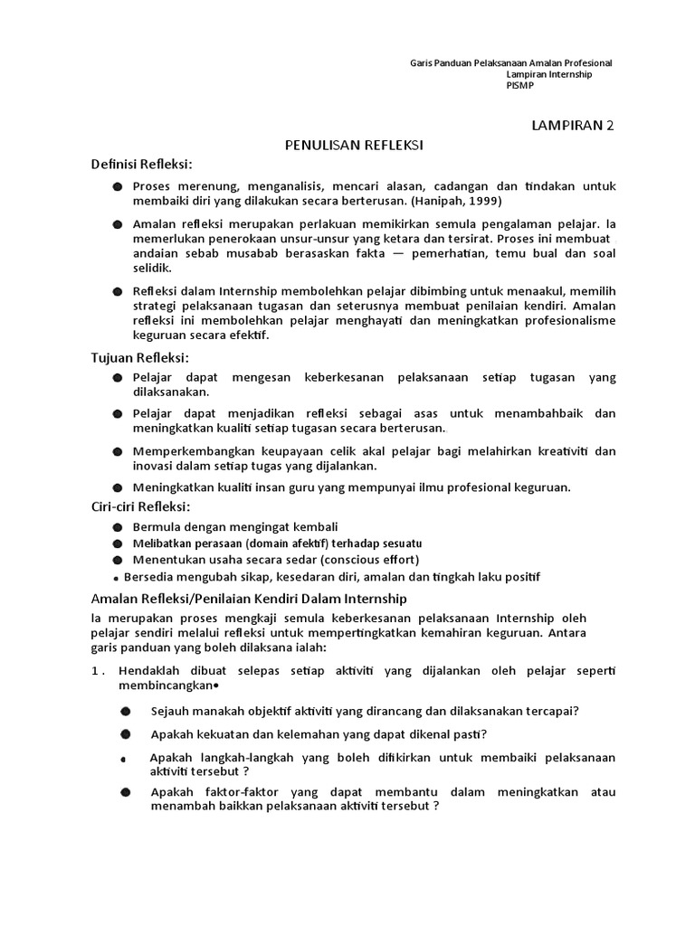 Sample Penulisan Refleksi | PDF