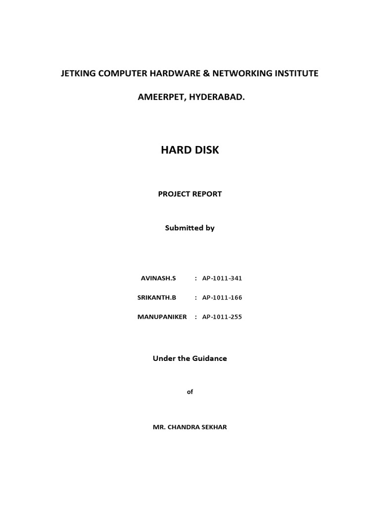 Project On HD | PDF | Hard Disk Drive | Computer Architecture