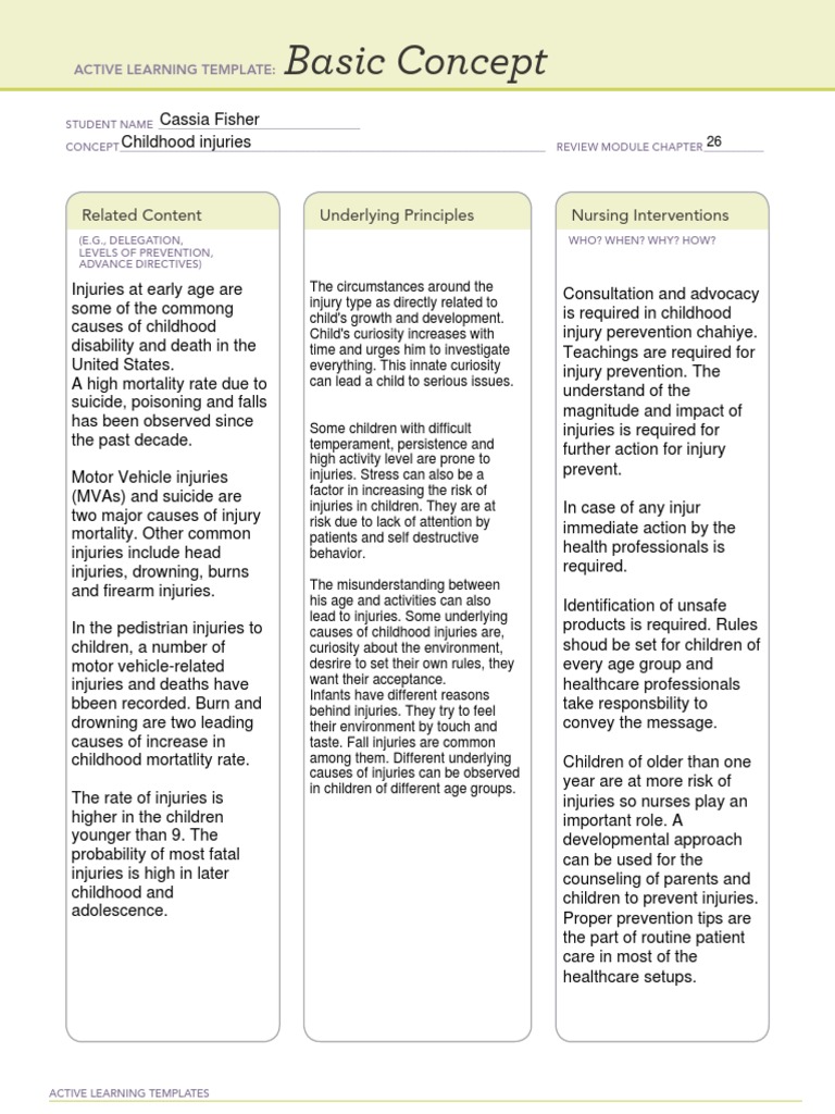Basic Concept - ATI Template Childhood Injuries | PDF | Suicide ...