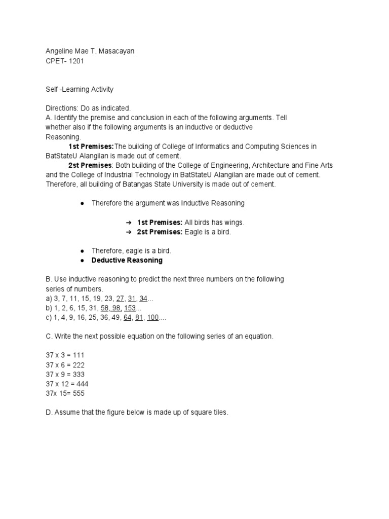 Self Learning Activity | PDF