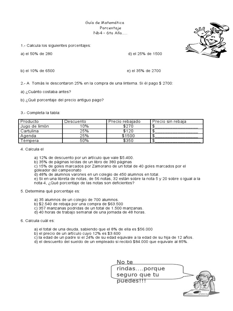 Guia Nº 1 Porcentaje 6º Basico | PDF
