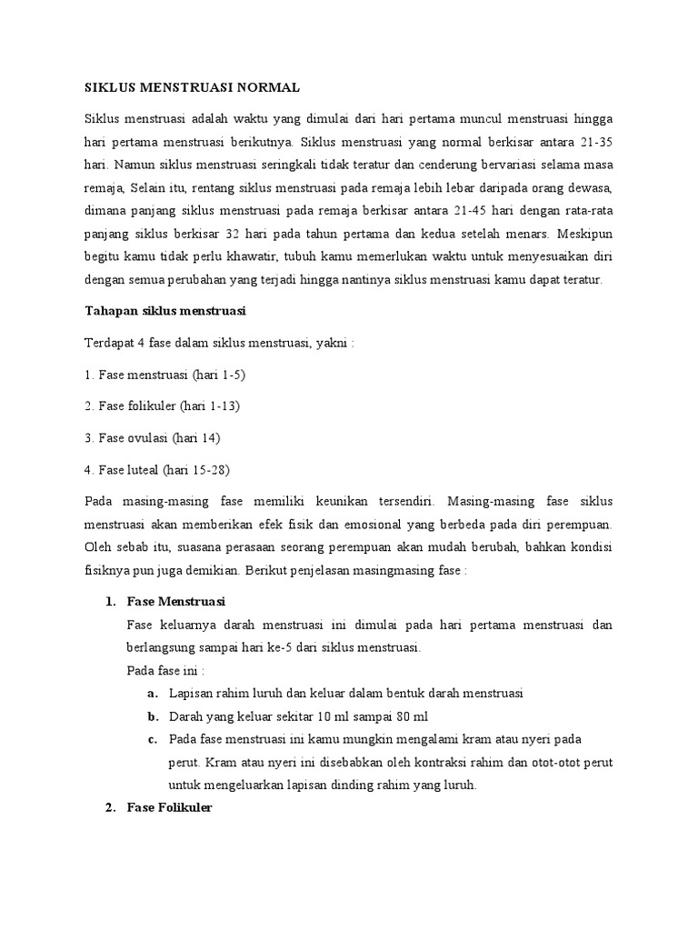 Siklus Menstruasi Normal | PDF