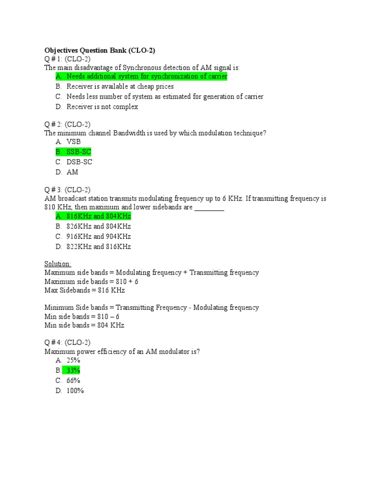 Acom Mcqs | PDF | Frequency Modulation | Sampling (Signal Processing)