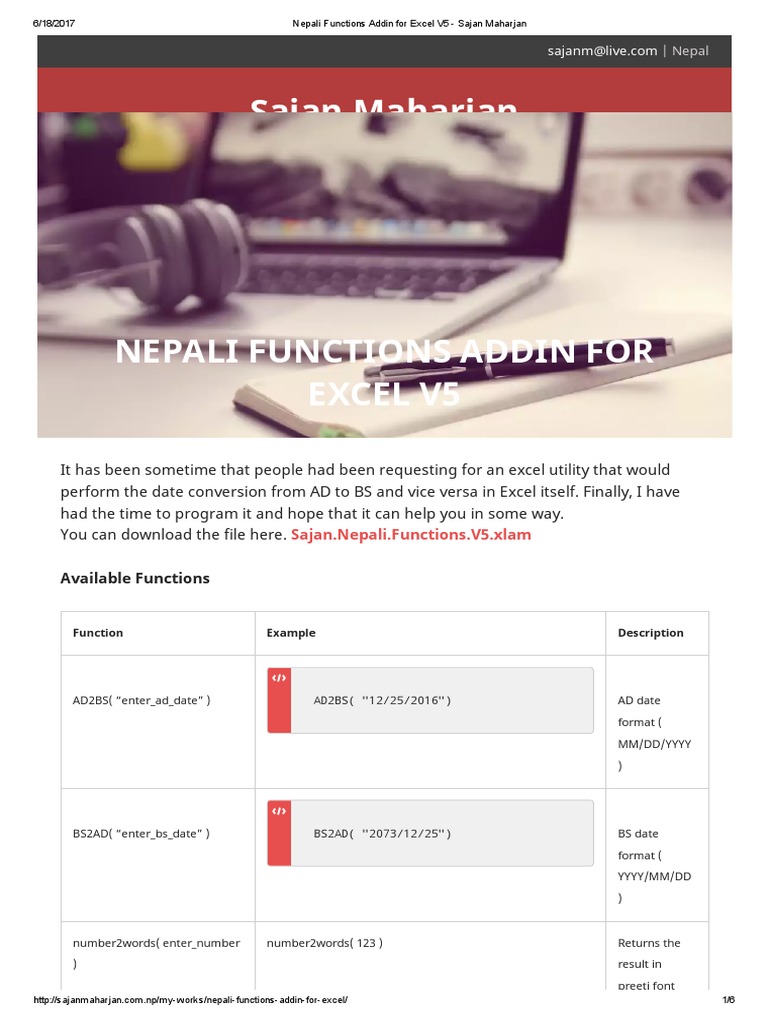 Nepali Functions Addin For Excel V5 - Sajan Maharjan | PDF | Word Press ...
