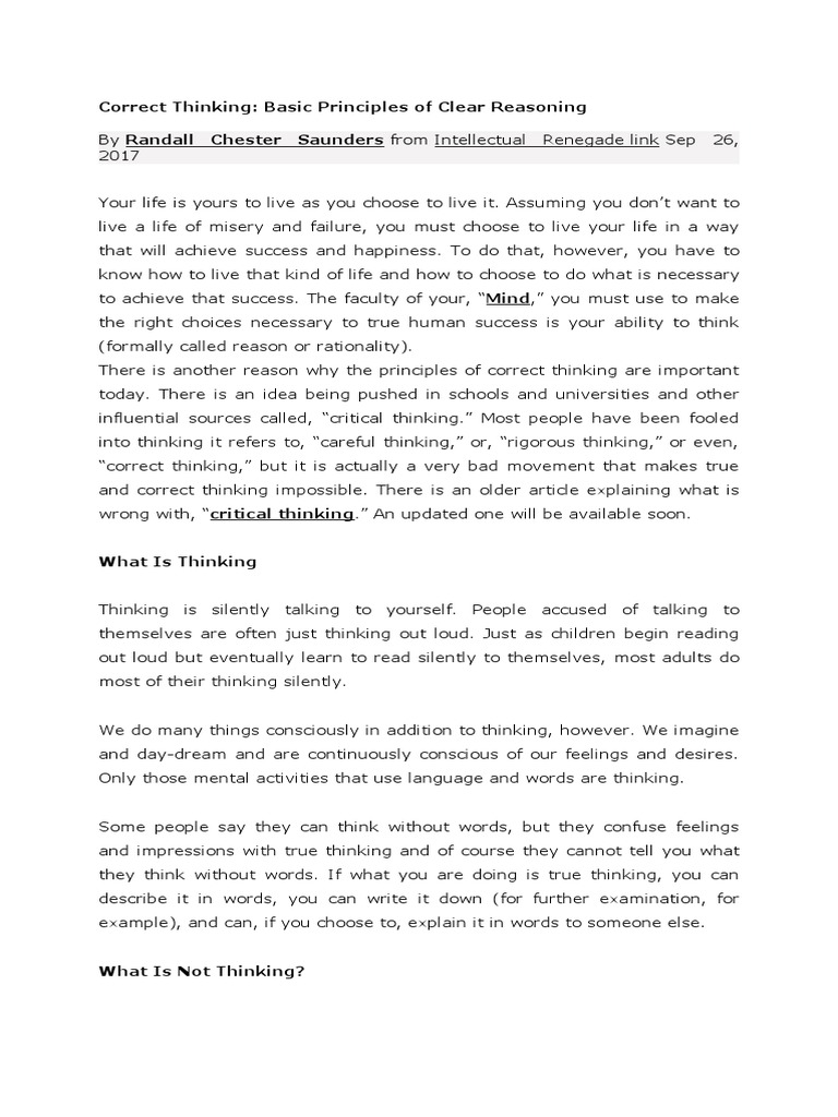 Logic and Correct Thinking | Download Free PDF | Feeling | Reason