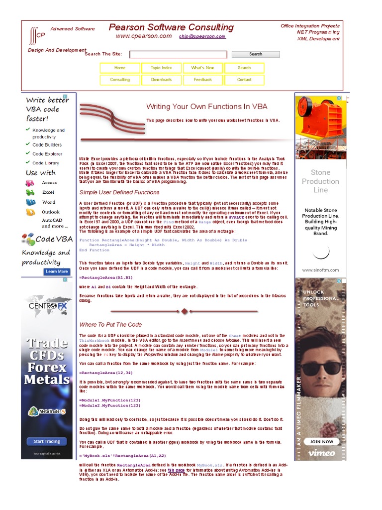 Writing Your Own Functions In Vba Pdf Parameter Computer Programming Microsoft Excel