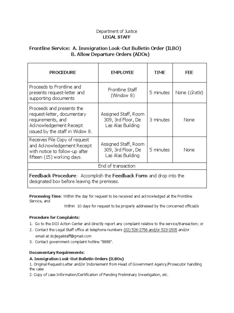 Legal - Immigration Look-Out Bulletin Order (ILBO) and Allow Departure ...
