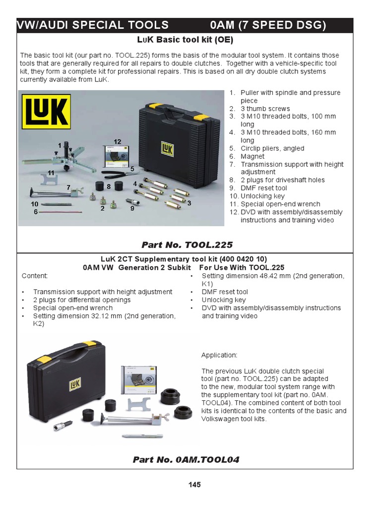 Vw/Audi Special Tools 0am (7 Speed DSG) : L K Basic Tool Kit (OE) | PDF ...
