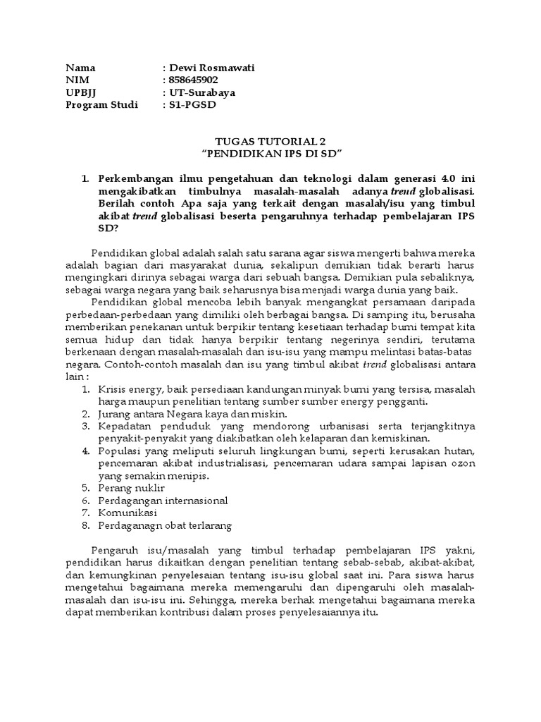 TT 2 - Pendidikan Ips Di SD - Dewi Rosmawati - 858645902 | PDF