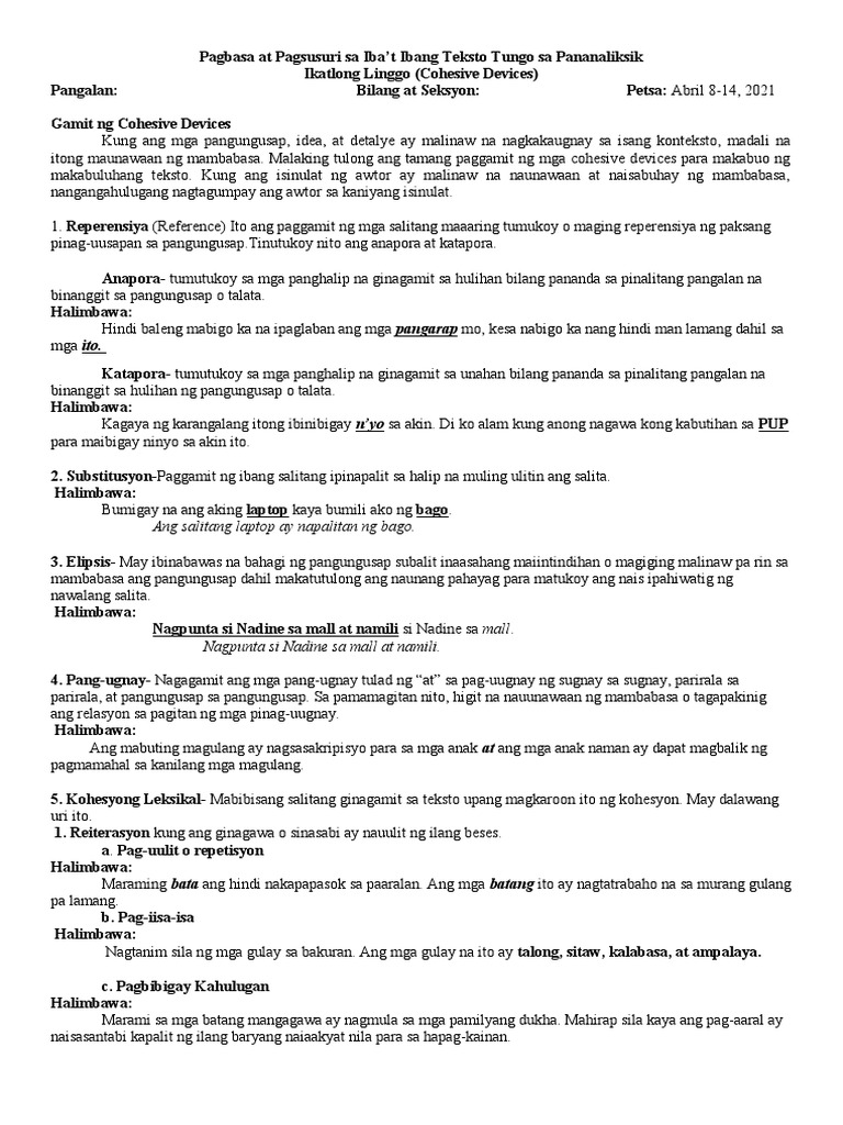 Week 3 4 Pagbasa | PDF