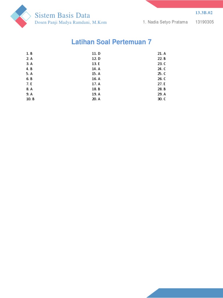 Latihan Soal Pertemuan 7 Jawaban Pdf