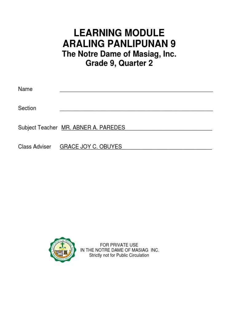 Module Araling Panlipunan 9 Q2 | PDF