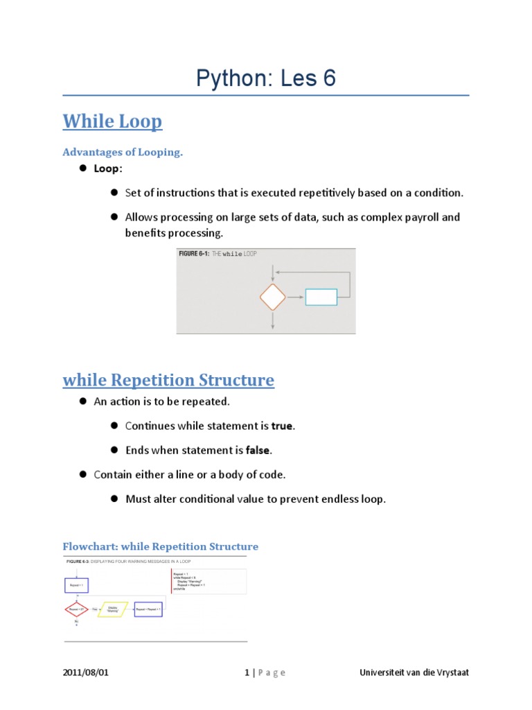 Python: Les 6: While Loop | PDF | Control Flow | Computer Programming