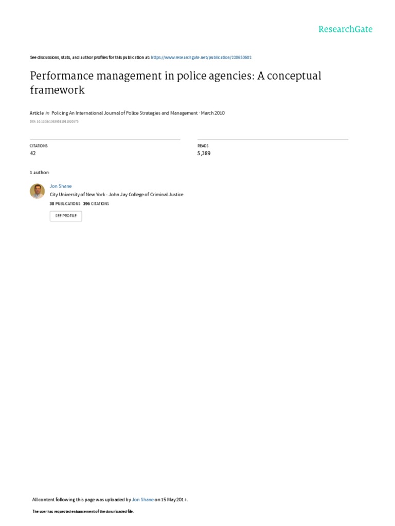 Performance Management in Police Agencies: A Conceptual Framework | PDF ...