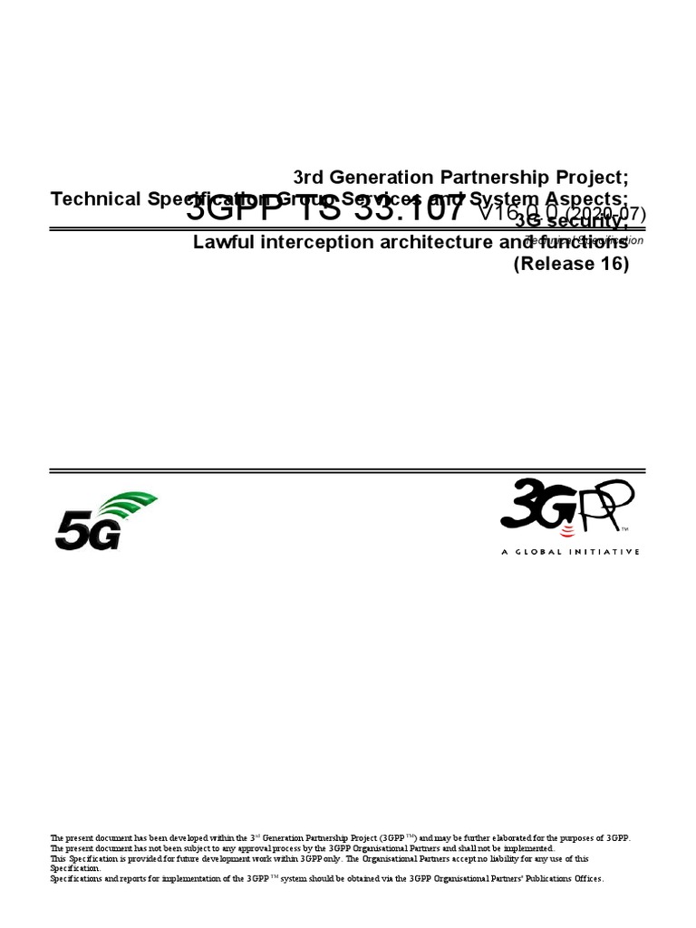 3GPP TS 33.107 - Lawful Interception Architecture and Functions | PDF ...