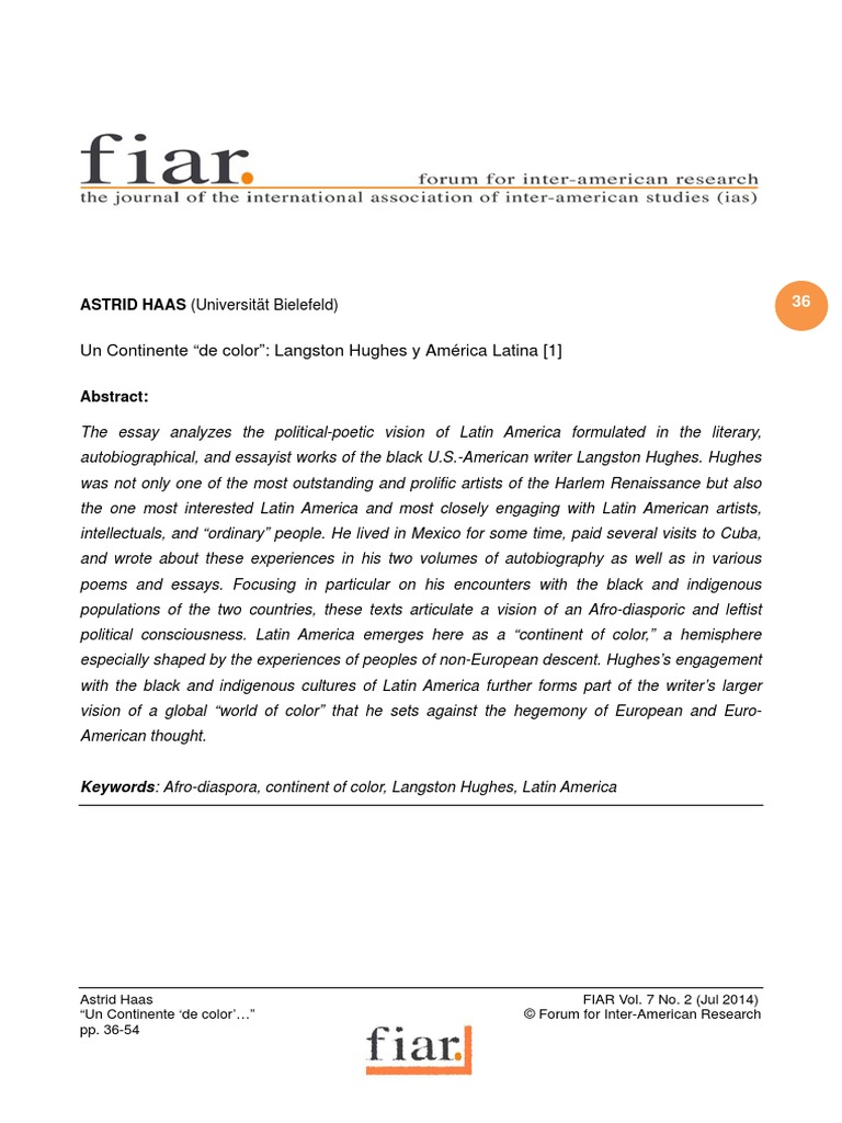 FIAR Un Continente "De Color" - Langston Hughes y América Latina ...