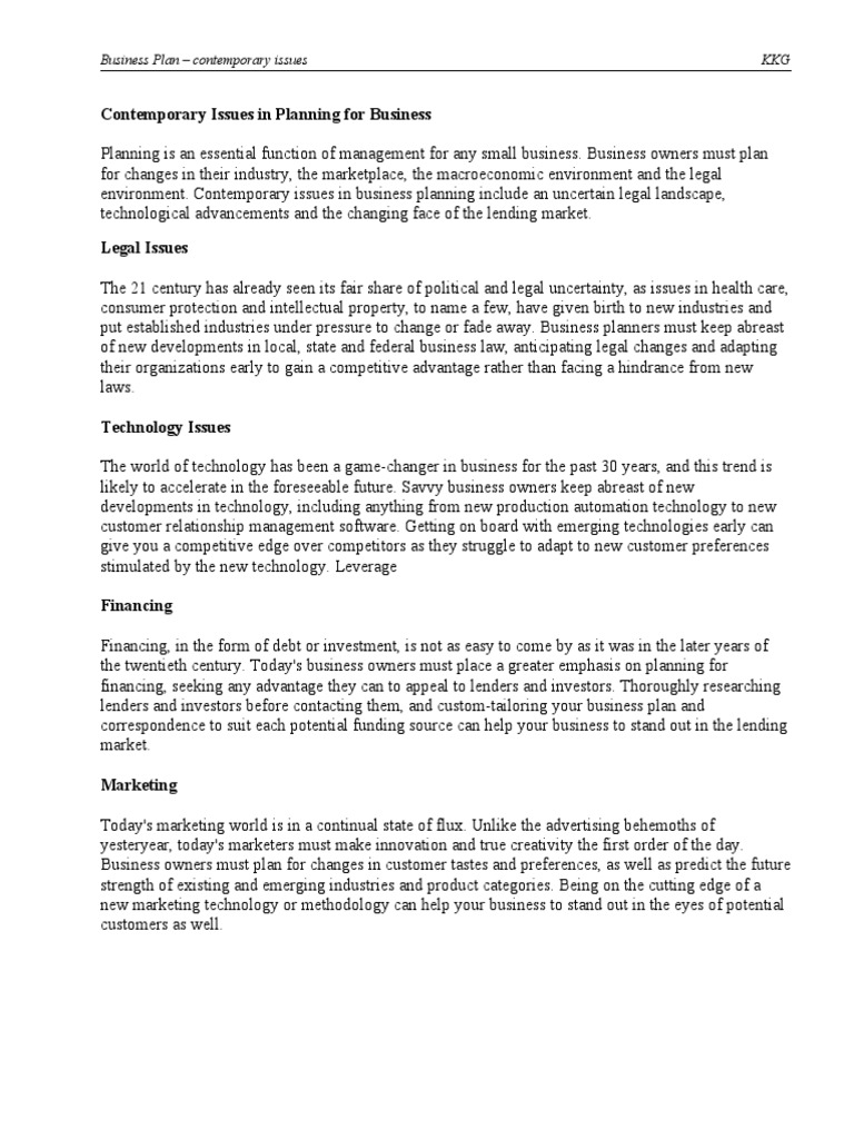 TOPIC 8 - Contemporary Issues in Planning For Business | PDF | Business ...