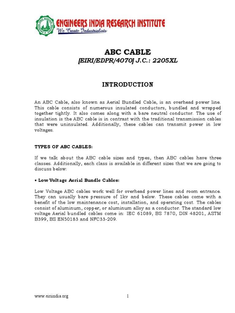 ABC Cable Manufacturing Overview | PDF | Electric Power Transmission ...