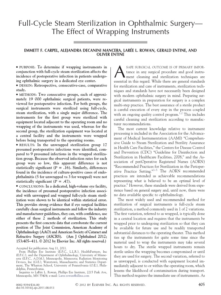 Impact of Instrument Wrapping on Sterilization | PDF | Surgery ...
