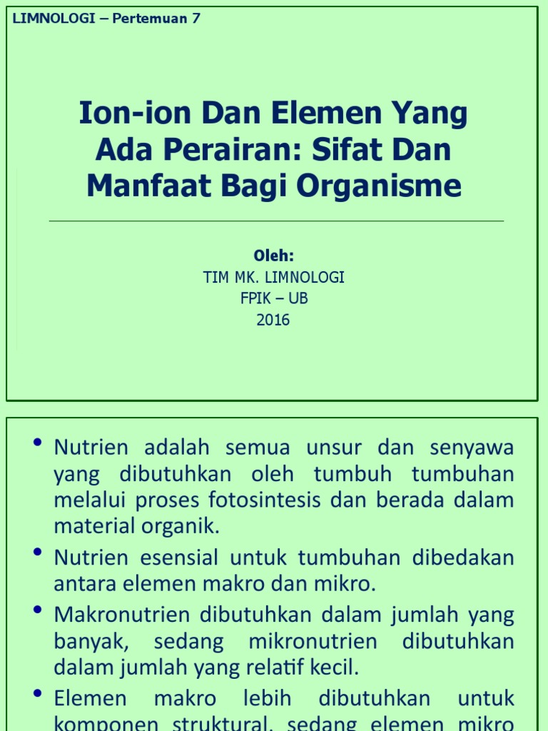 7 - Ion-Ion Dan Elemen Yang Ada Perairan Sifat Dan Manfaat Bagi ...