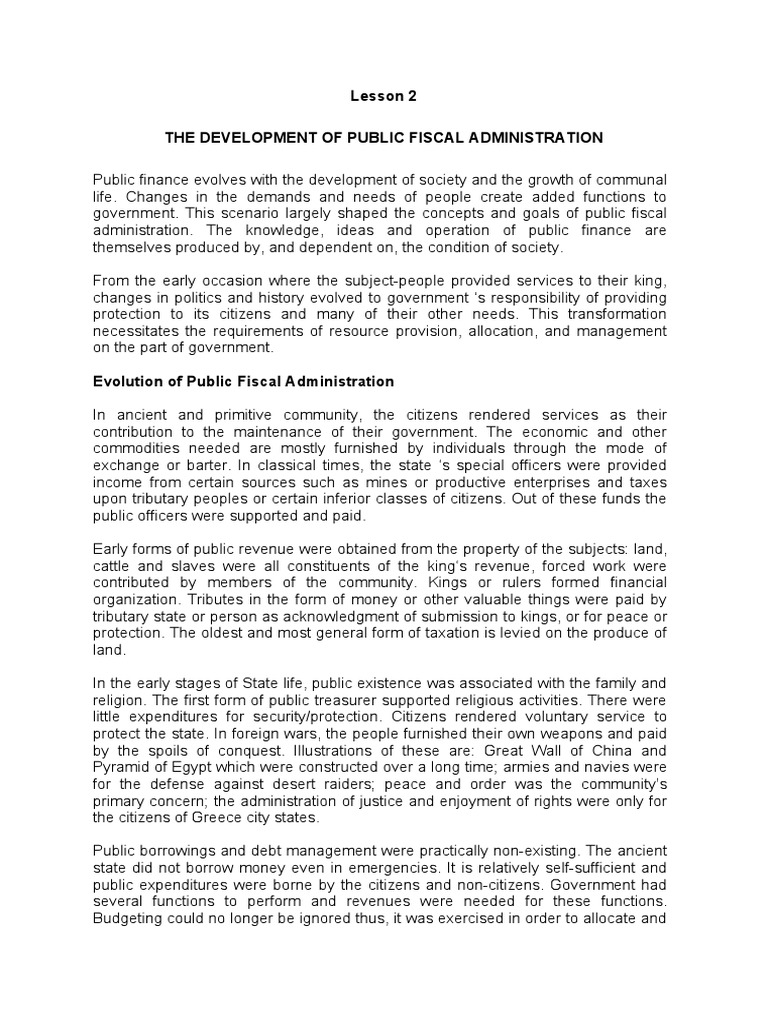 Evolution of Public Fiscal Administration | PDF | Capitalism | Economics