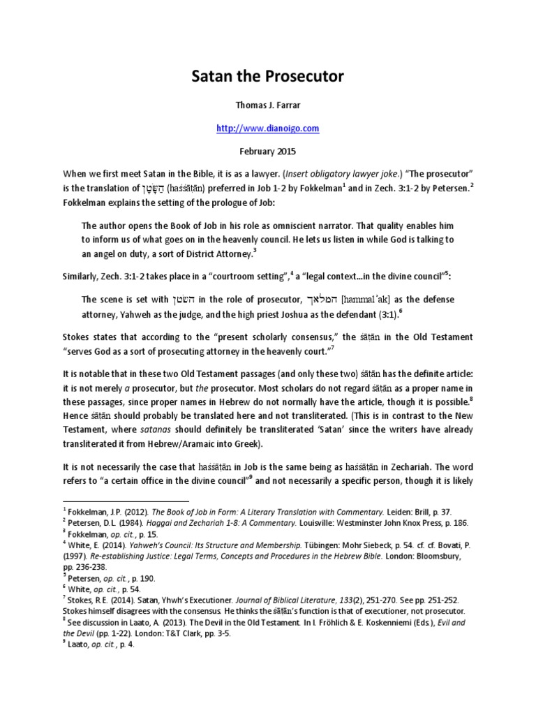 Satan The Prosecutor | PDF | Satan | Hebrew Bible