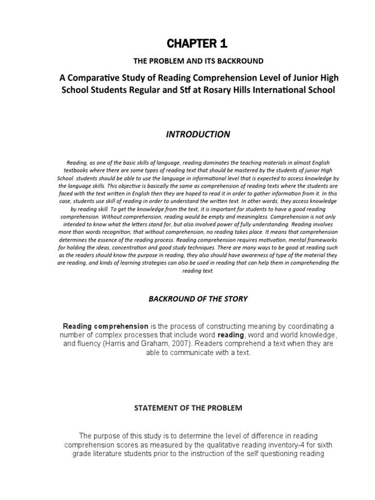 Thesis Reading Comprehension | PDF | Reading Comprehension | Educational Psychology