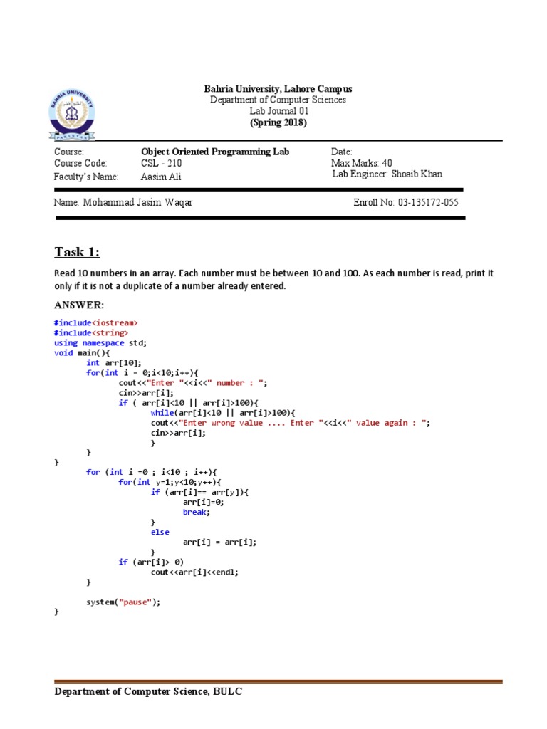 Lab 1 Oop | Download Free PDF | Namespace | Computer Engineering Lab 1 Oop | Download Free PDF | Namespace | Computer Engineering