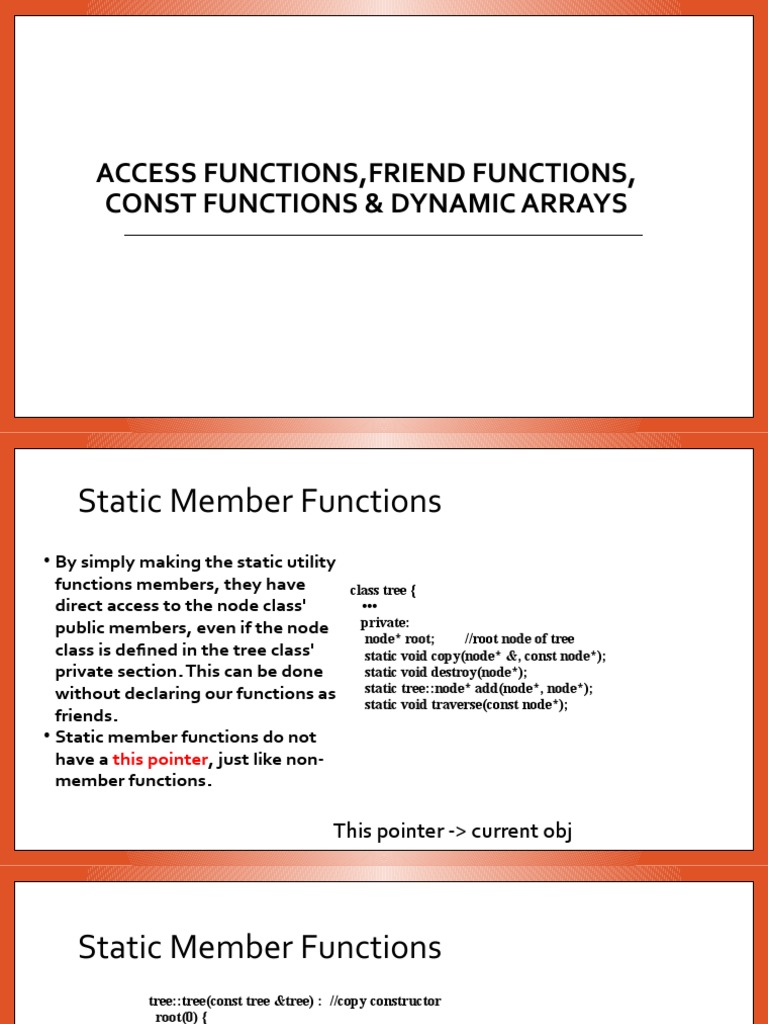 Week 4 Static Const Friend Function Dynamic Arrays Pdf Class Computer Programming