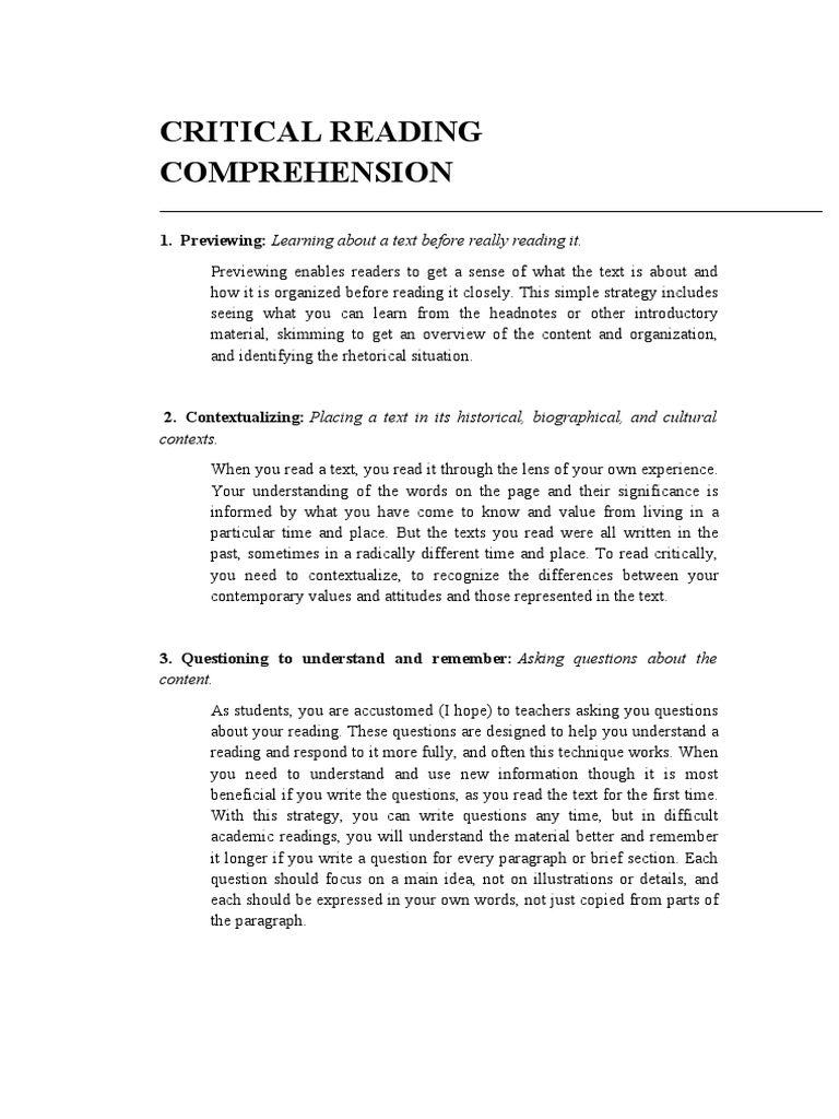 Reading Comprehension | PDF | Speed Reading | Argument