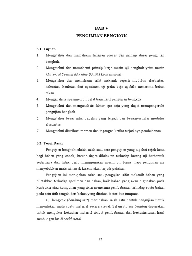 Bab V Pengujian Bengkok (Bending) | PDF