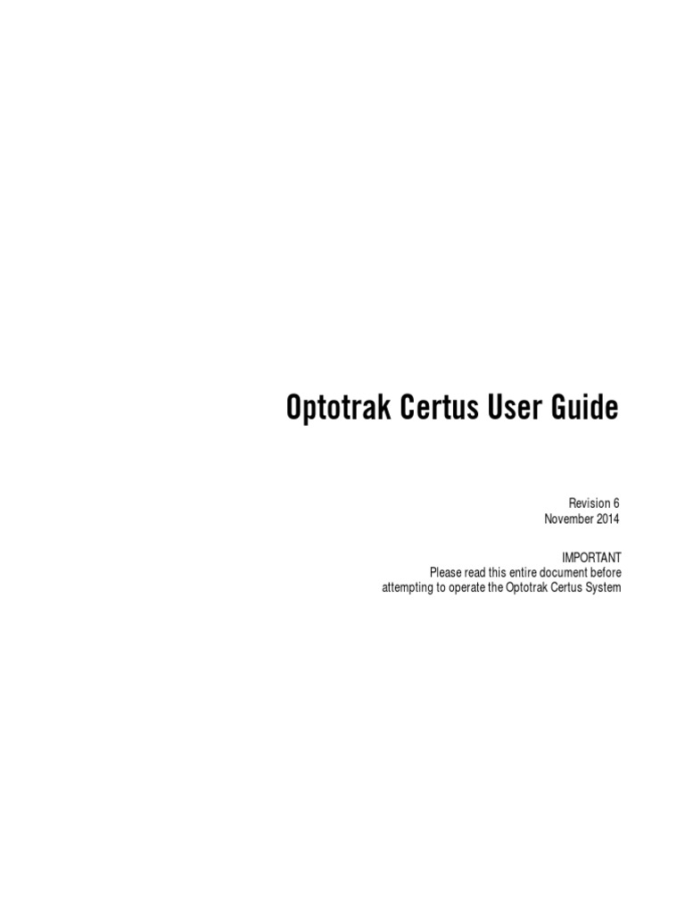 Optotrak Certus User Guide Rev 6 (IL-1070106) | PDF | File Format | Computing