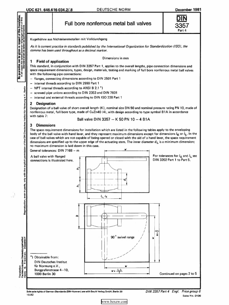 Din 3357-4-1981 | PDF | Pipe (Fluid Conveyance) | Valve