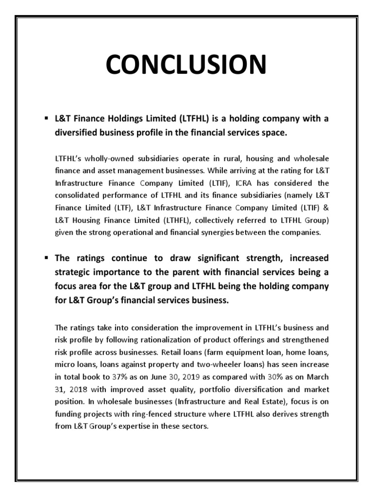 Conclusion: L&T Finance Holdings Limited (LTFHL) Is A Holding Company ...