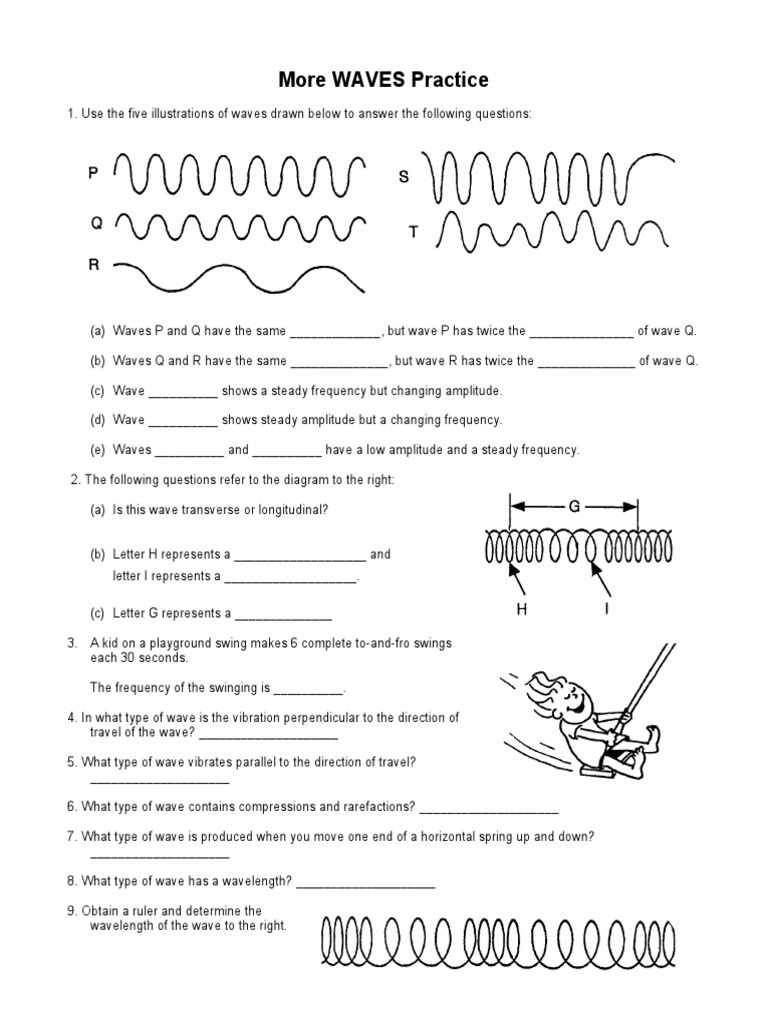 Transverse V Longitudinal Wave Worksheet 2b107dk | PDF | Waves | Frequency