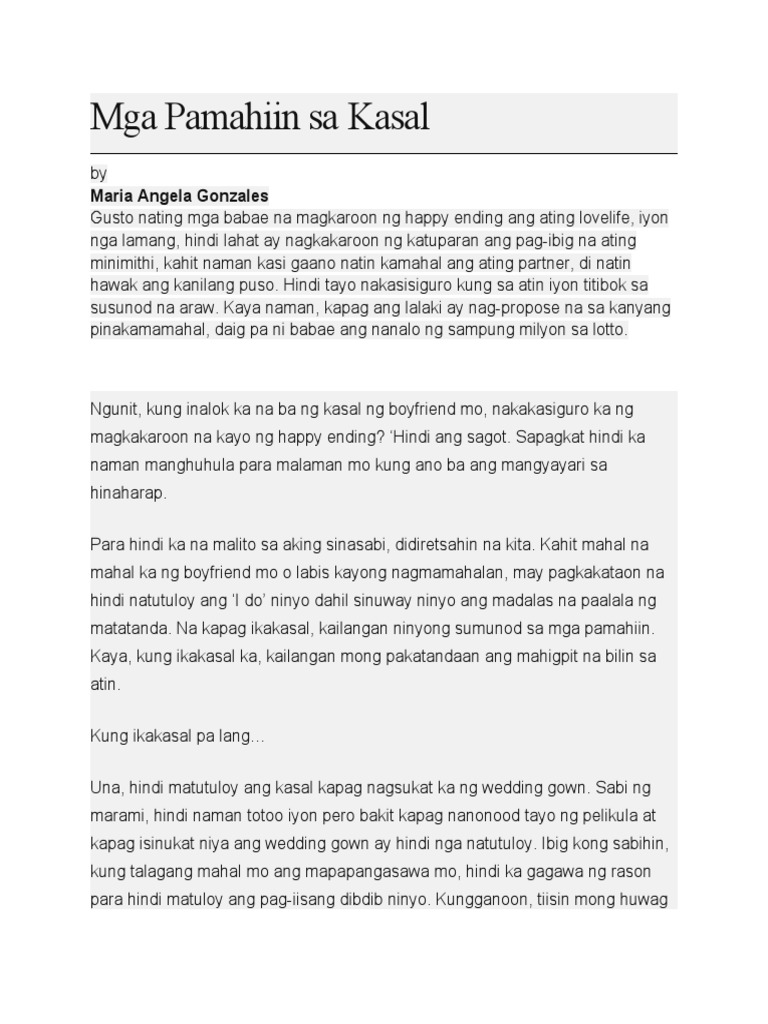 Mga Pamahiin Sa | PDF