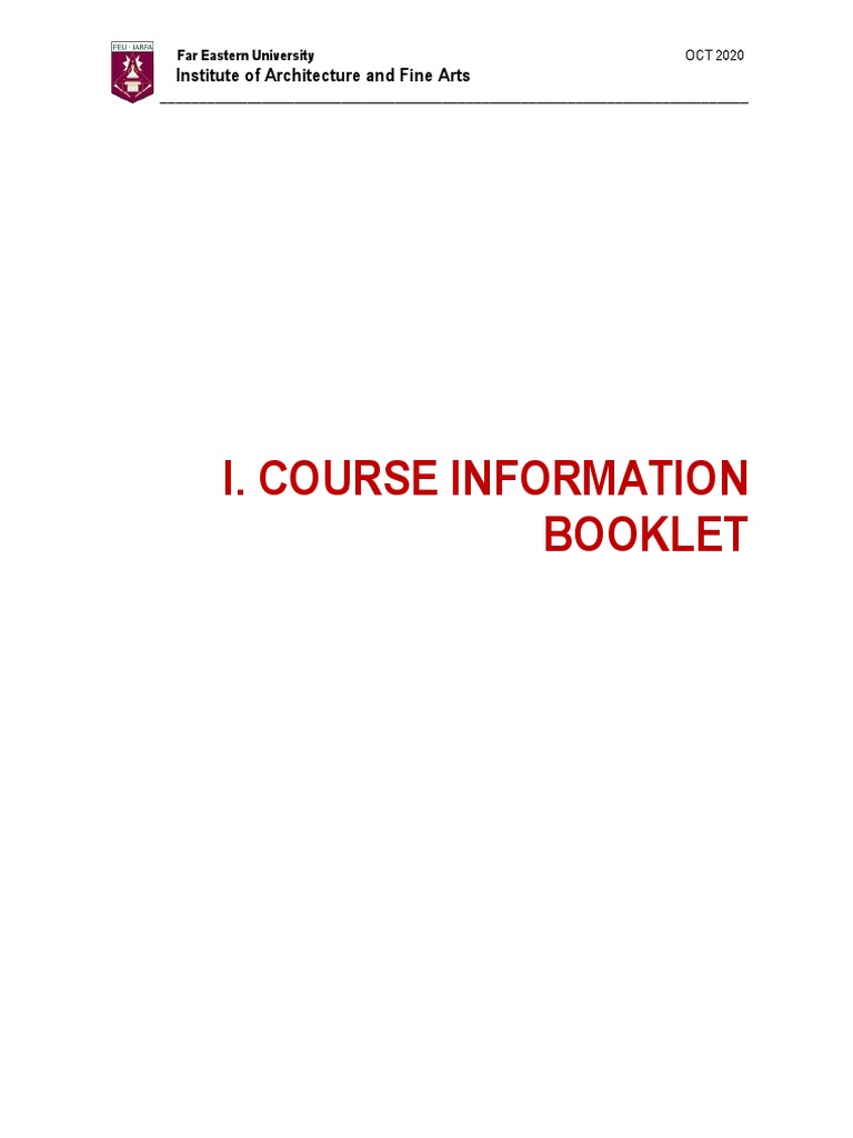 I. Course Information Booklet: Institute of Architecture and Fine Arts ...