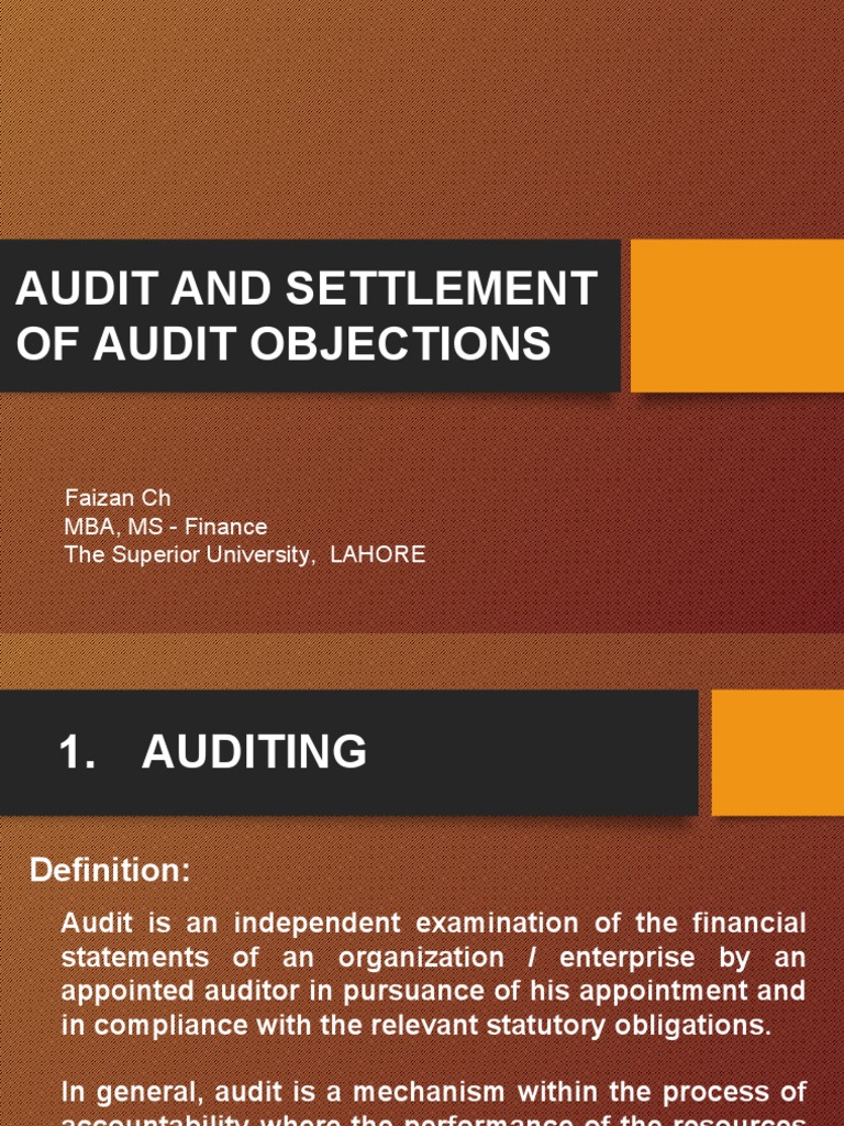 Settlement of Audit Objections | PDF | Auditor's Report | Audit