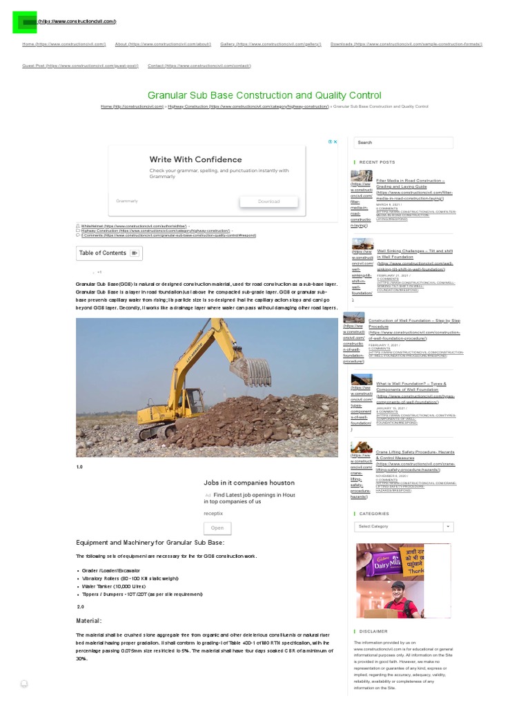 Granular Sub Base Construction and Quality Control - Construction Civil ...