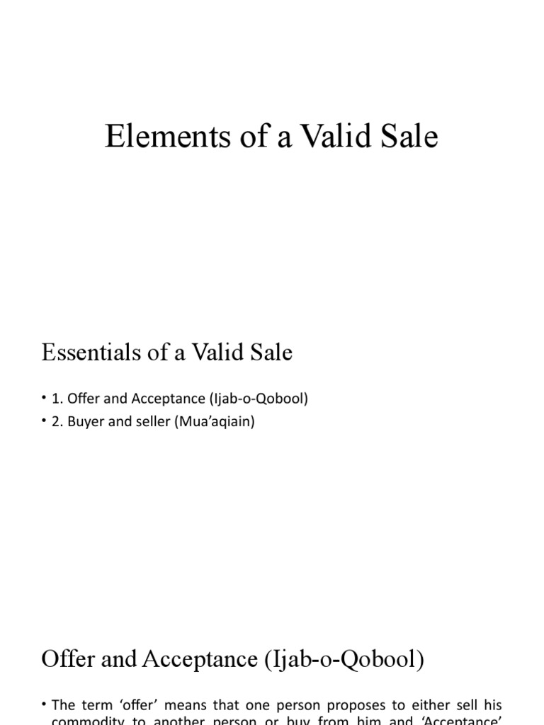 7.elements of A Valid Sale | PDF | Offer And Acceptance | Sales