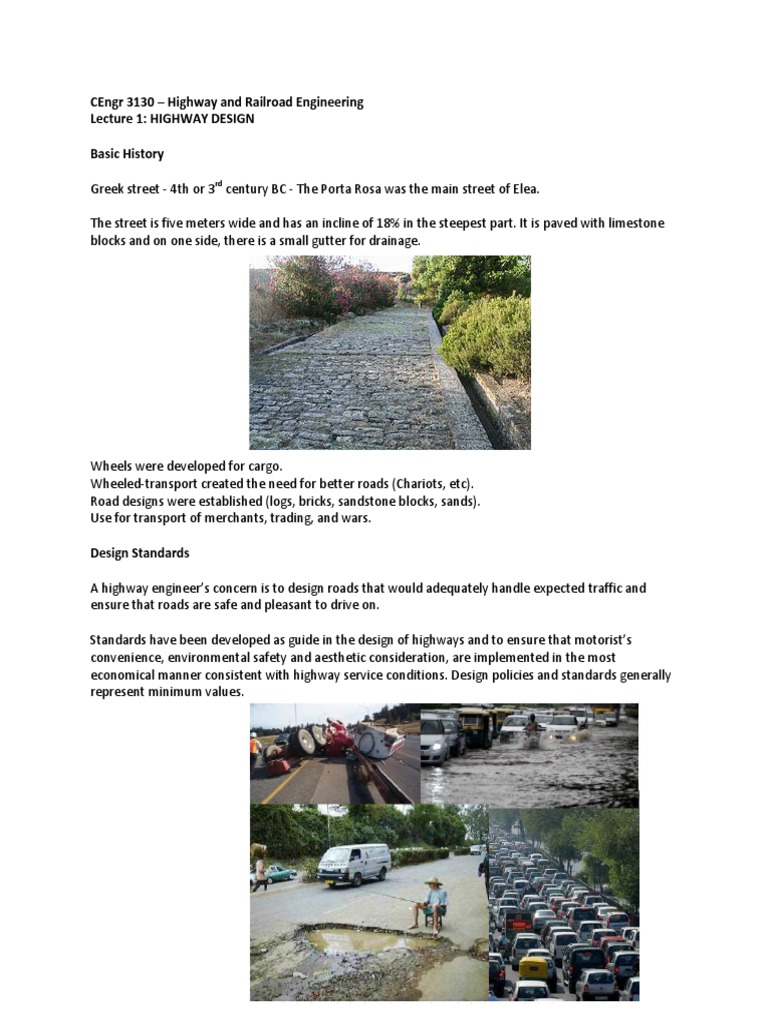 Cengr 3130 - Highway and Railroad Engineering Lecture 1: Highway Design ...