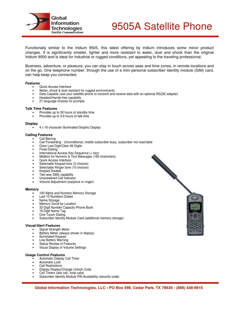 An Introduction to the Iridium 9505A Satellite Phone | PDF | Battery ...