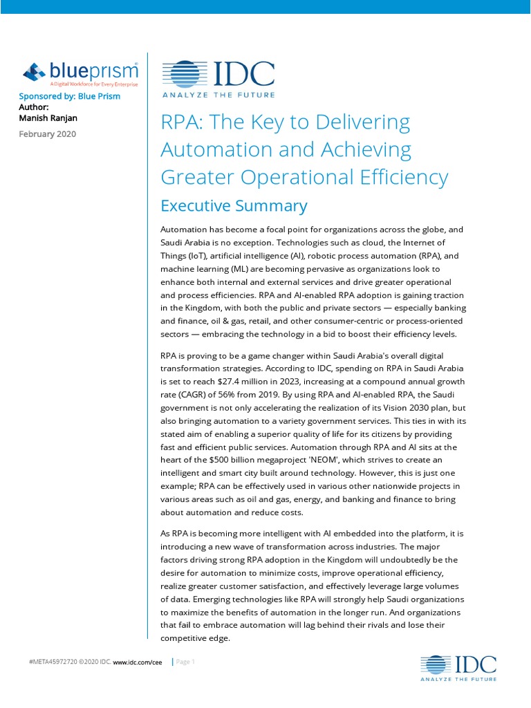 RPA: The Key To Delivering Automation and Achieving Greater Operational ...