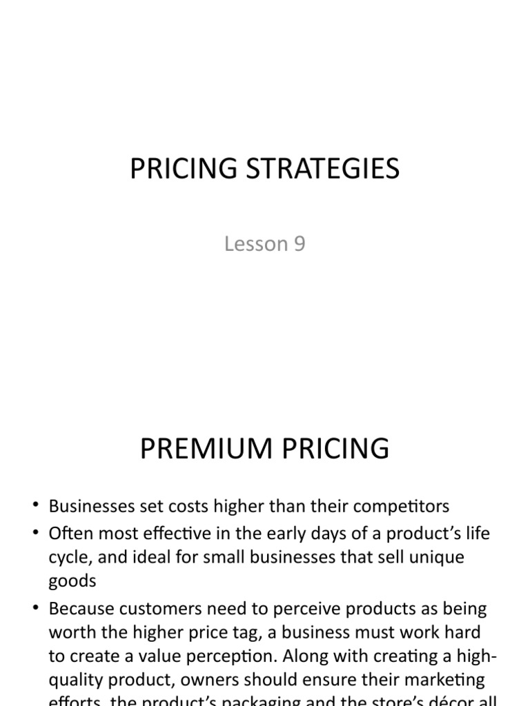 9 .Pricing Strategies | PDF | Pricing | Prices