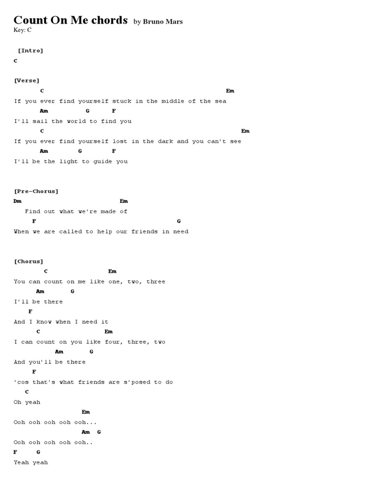 Count On Me Chords. | PDF | Song Structure | Musical Forms