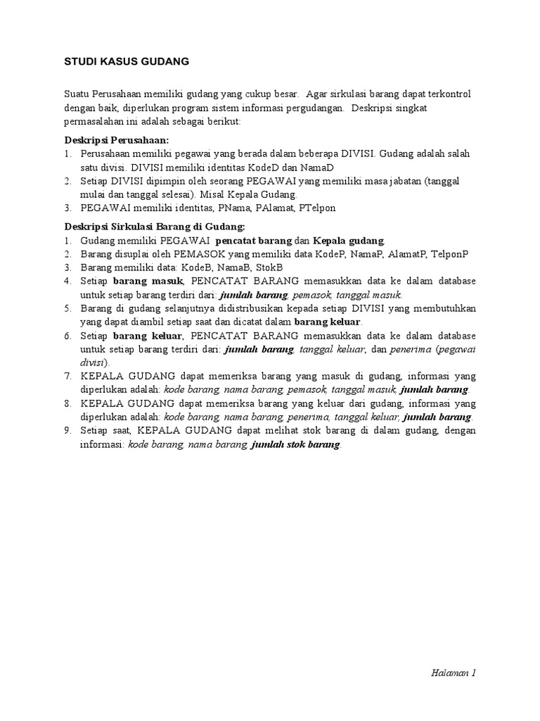 Studi Kasus Sistem Gudang Perusahaan | PDF | Bisnis