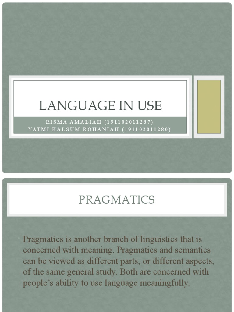 SEMANTICS and PRAGMATICS | PDF | Communication | Nonverbal Communication