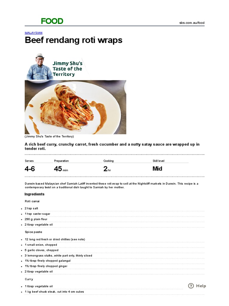 Beef Rendang Roti Wraps - Curry Recipes - SBS Food | Download Free PDF ...