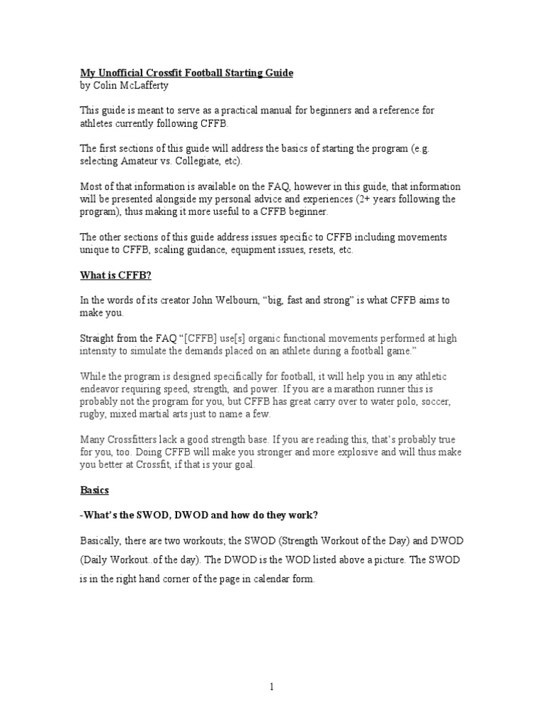 My Unofficial Crossfit Football Starting Guide | PDF | Physical ...